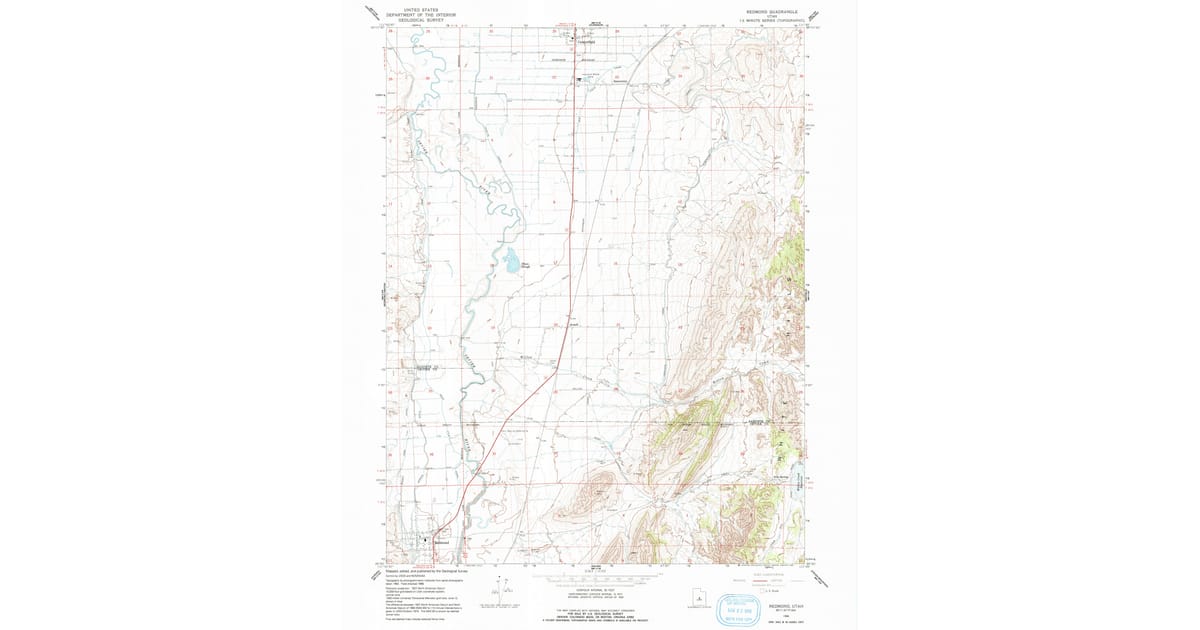 1966 Map of Redmond, UT — High-Res, 1992 Print | Pastmaps