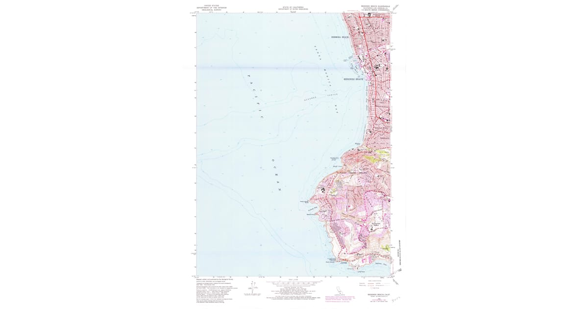 1963 Map of Redondo Beach, CA — High-Res, 1982 Print #2 | Pastmaps