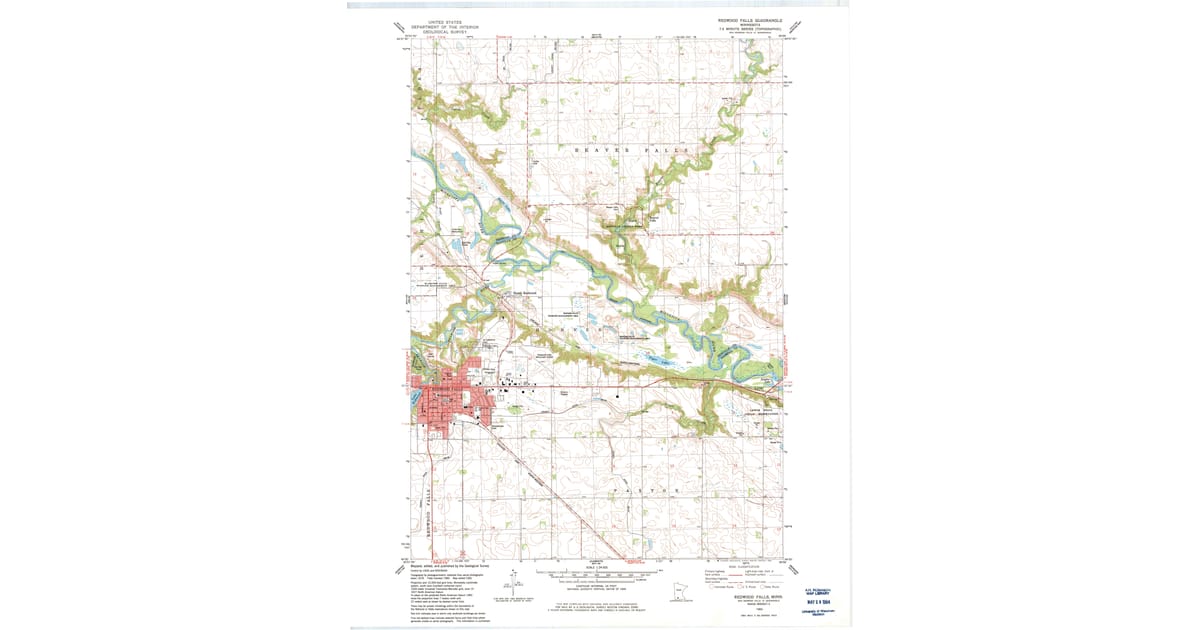1982 Map of Redwood Falls, MN — High-Res | Pastmaps