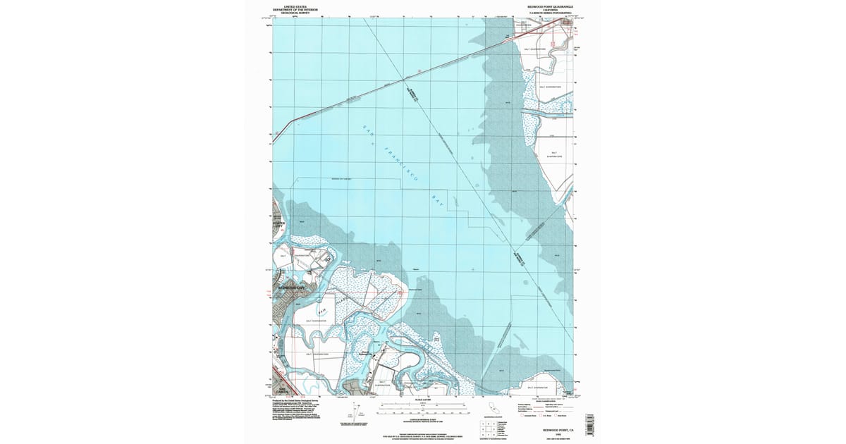 1993 Map of Redwood Point, San Mateo County, CA — High-Res | Pastmaps