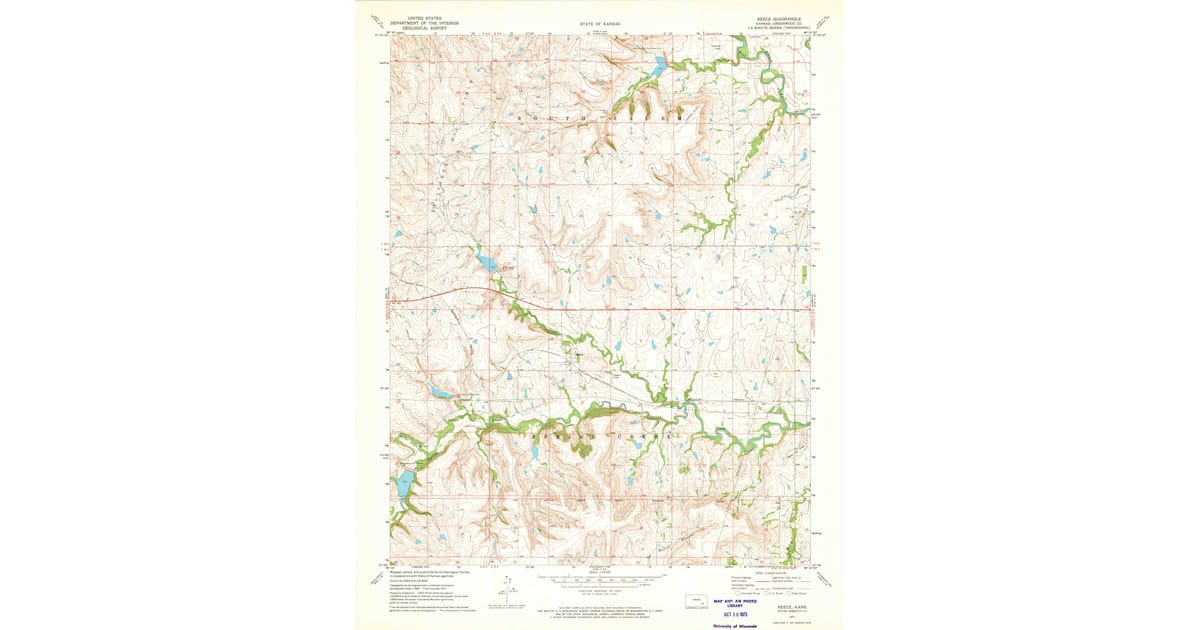 1971 Map of Reece, Greenwood County, KS — High-Res | Pastmaps