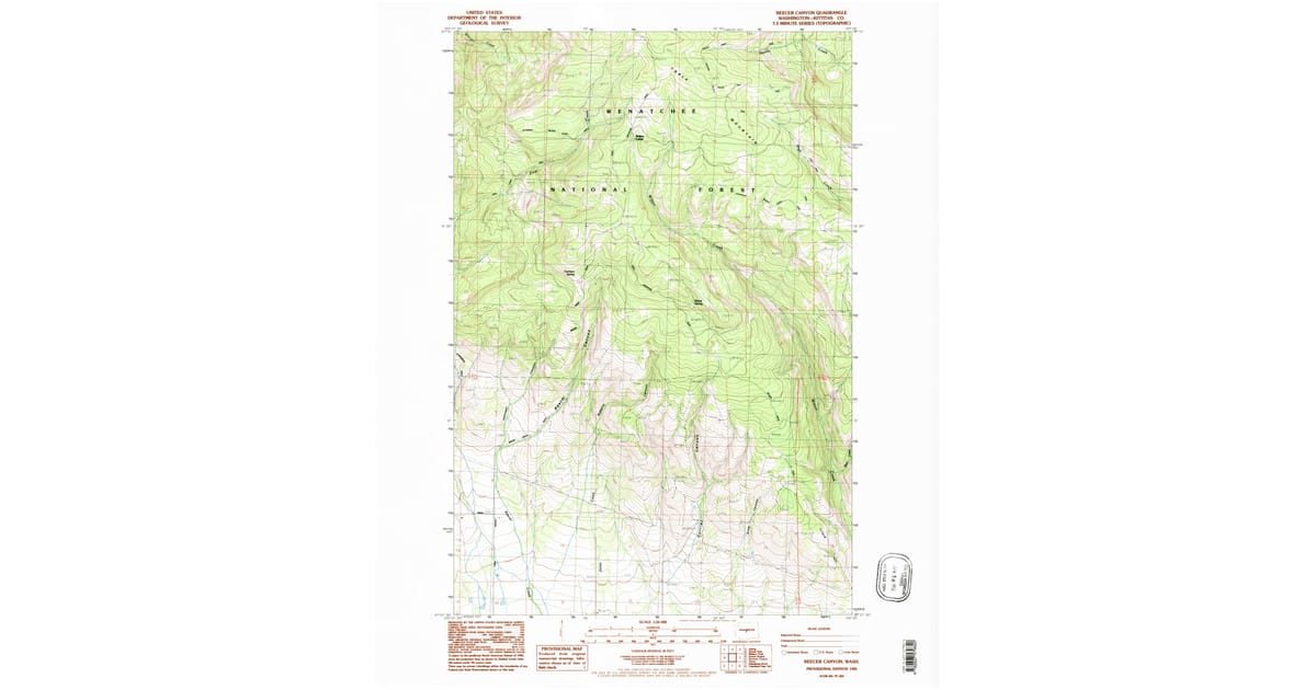 1985 Map of Reecer Canyon, Kittitas County, WA — High-Res | Pastmaps