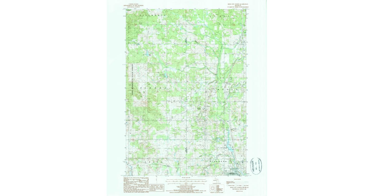 1987 Map of Reed City North, Osceola County, MI — High-Res | Pastmaps
