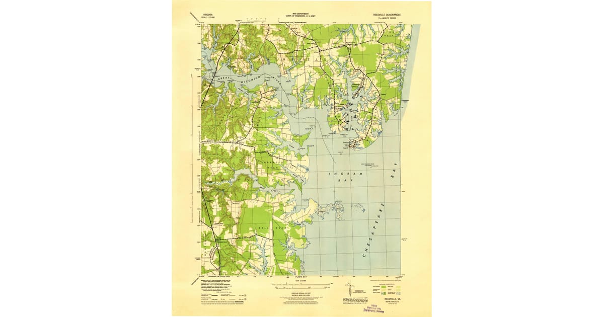 1944 Map of Reedville, Northumberland County, VA — High-Res | Pastmaps