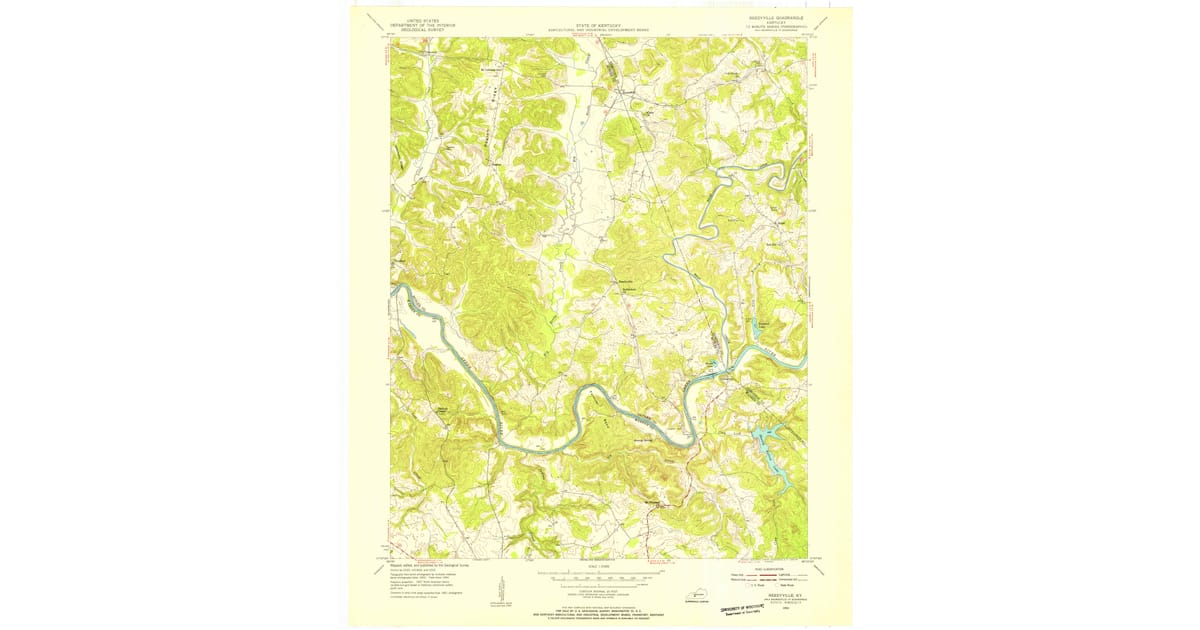 1954 Map of Reedyville, Butler County, KY — High-Res | Pastmaps