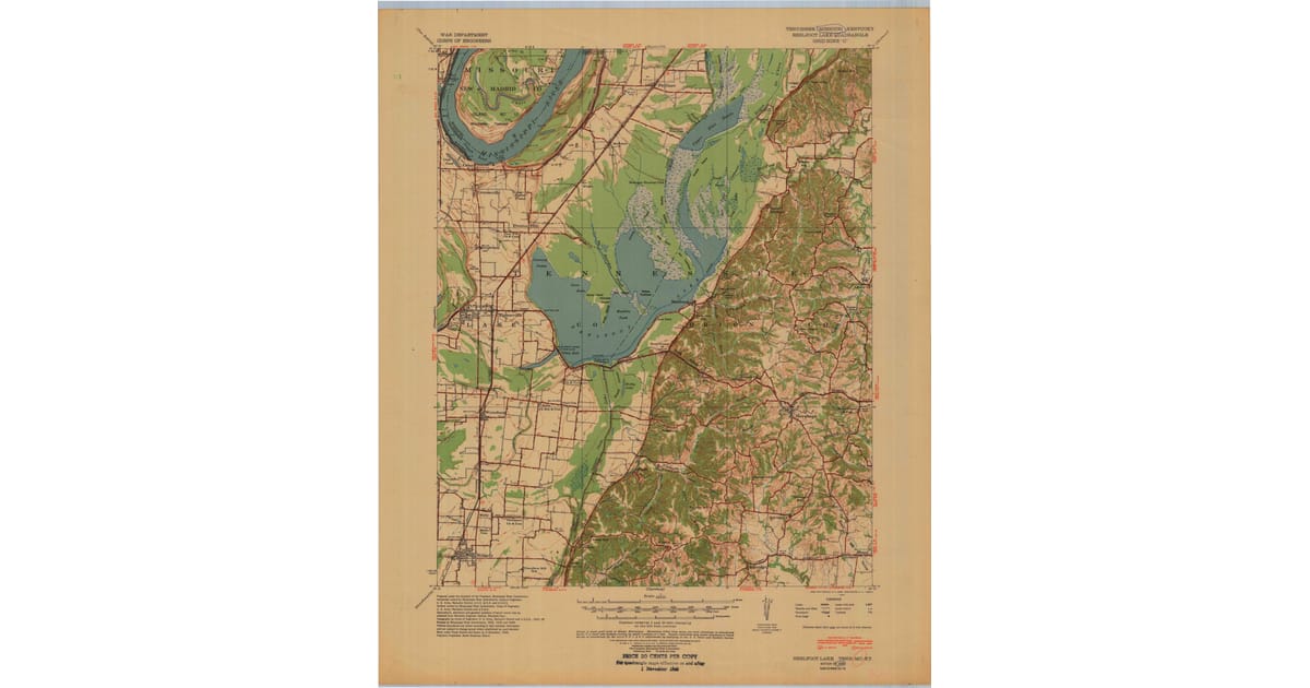 1939 Map of Reelfoot Lake, Obion County, TN — High-Res, 1943 Print ...