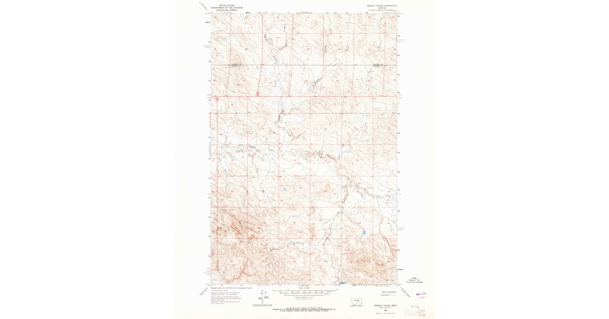 1963 Map of Regnal Coulee, Rosebud County, MT — High-Res | Pastmaps
