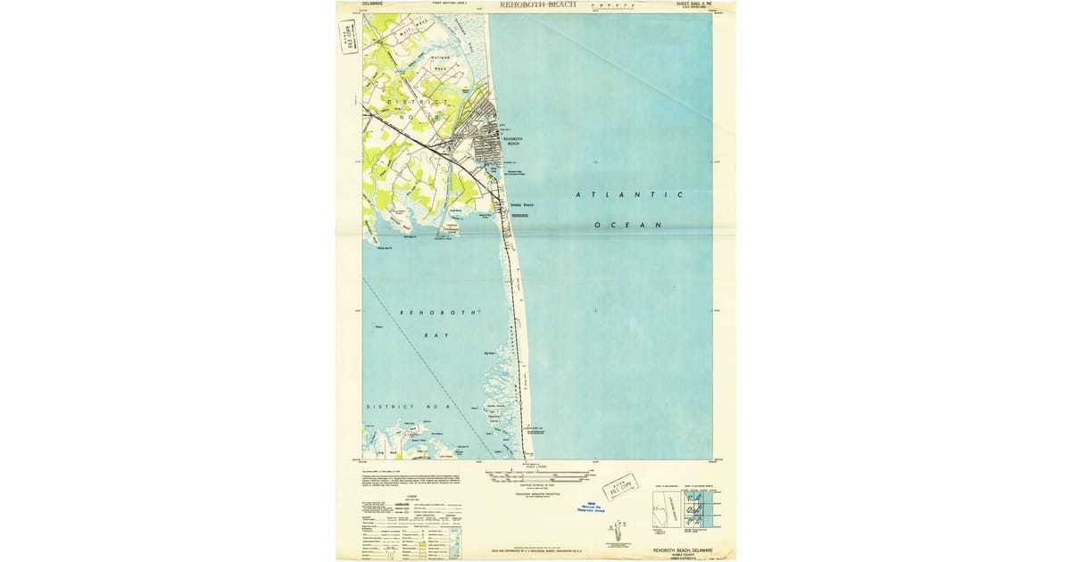 1948 Map of Rehoboth Beach, DE — High-Res | Pastmaps