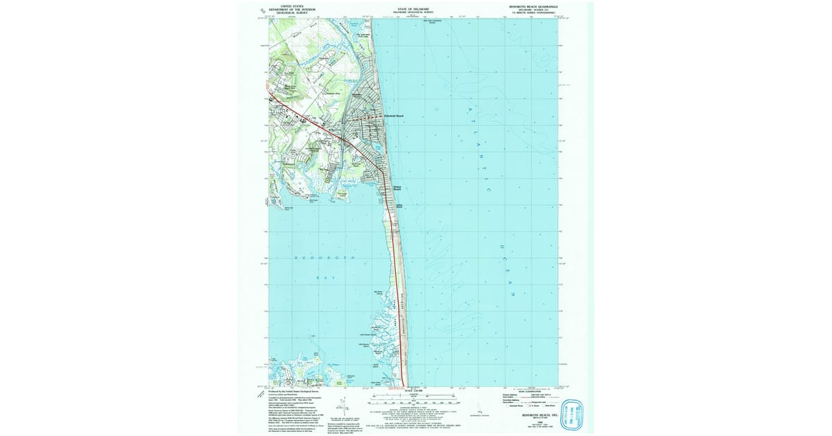 1984 Map of Rehoboth Beach, DE — High-Res, 1992 Print | Pastmaps