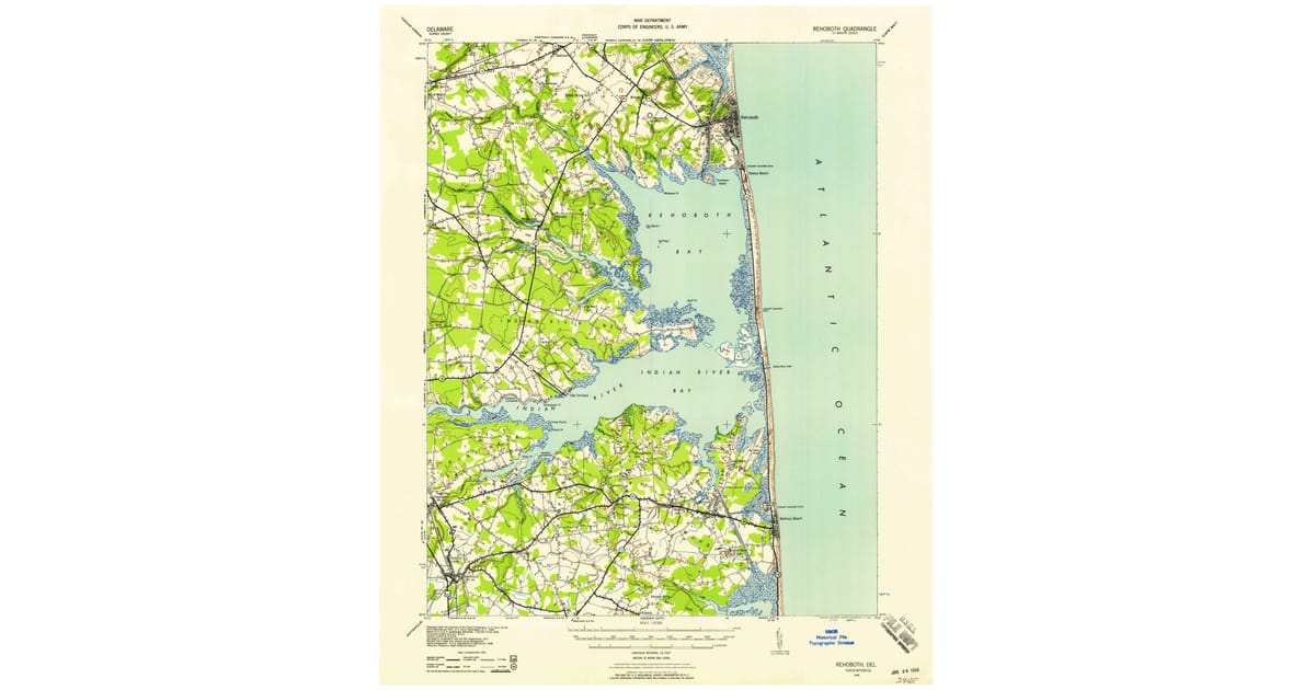 1938 Map of Rehoboth, Sussex County, DE — High-Res | Pastmaps