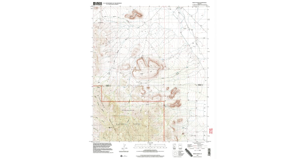 1996 Map of Reiley Peak, Cochise County, AZ — High-Res | Pastmaps