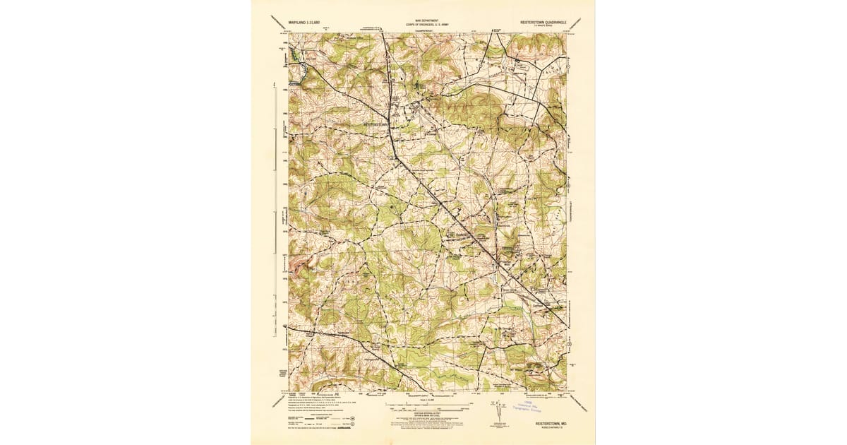 1944 Map of Reisterstown, MD — High-Res | Pastmaps