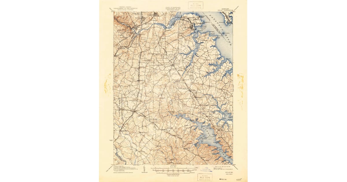 1907 Map of Relay, Anne Arundel County, MD — High-Res, 1946 Print ...