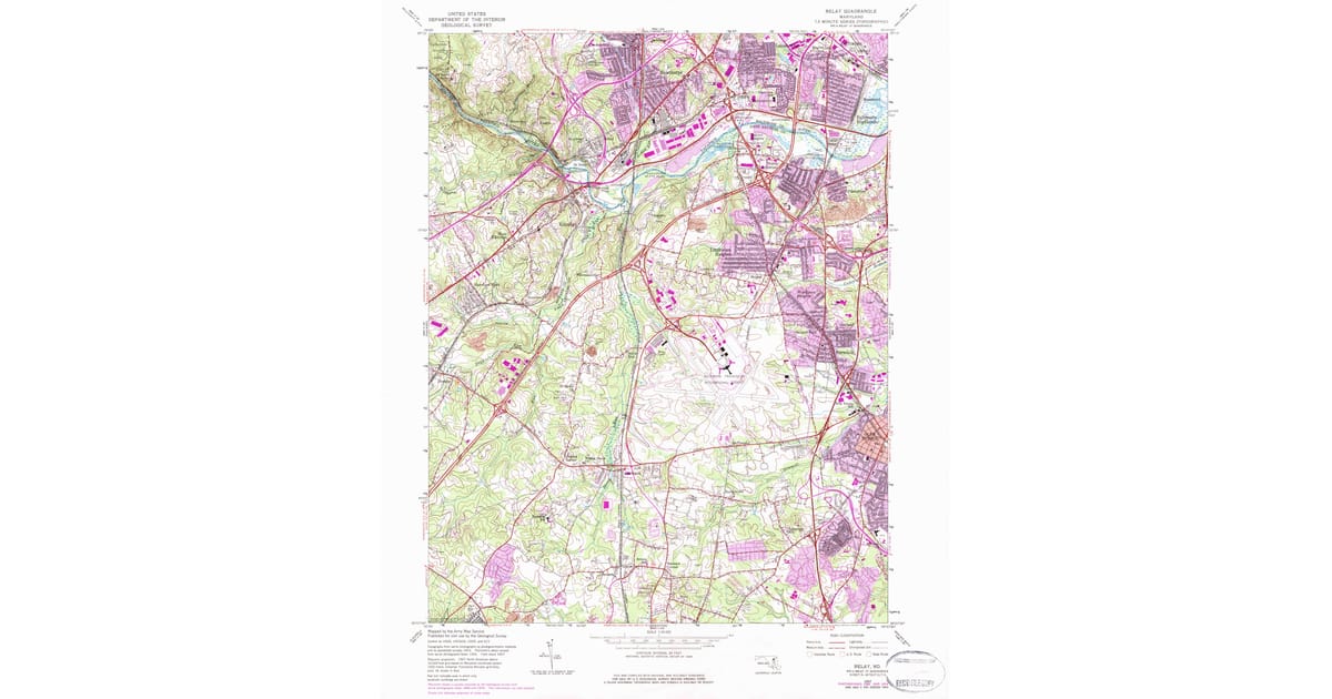 1957 Map of Relay, Anne Arundel County, MD — High-Res, 1984 Print ...