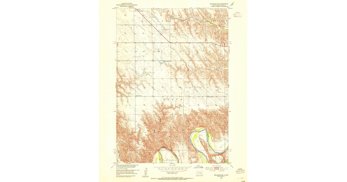 1952 Map of Reliance SE, Lyman County, SD — High-Res | Pastmaps