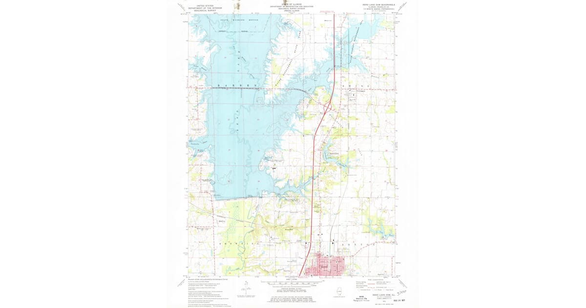 1975 Map of Rend Lake Dam, Franklin County, IL — High-Res | Pastmaps