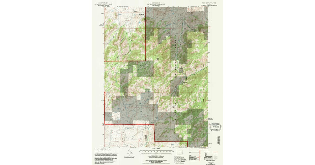 1992 Map of Reno Hill, Converse County, WY — High-Res | Pastmaps