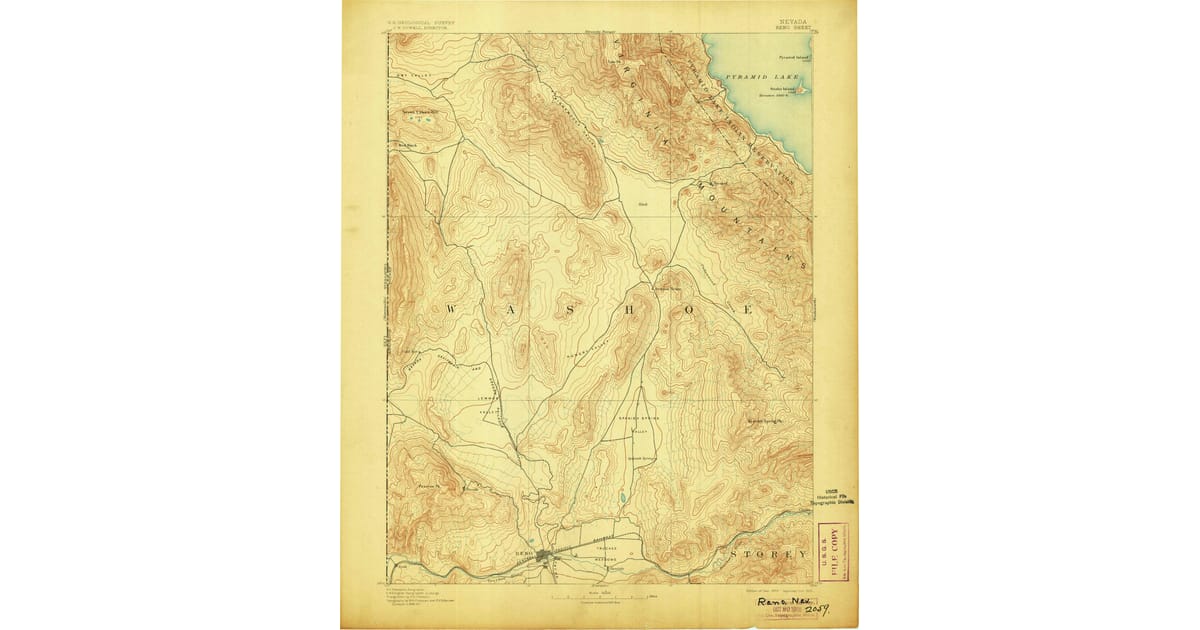 1893 Map of Reno, NV — High-Res, 1905 Print | Pastmaps