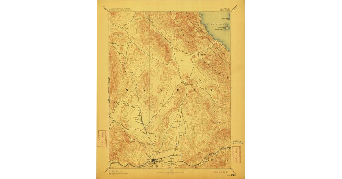 1893 Map of Reno, NV — High-Res, 1912 Print | Pastmaps