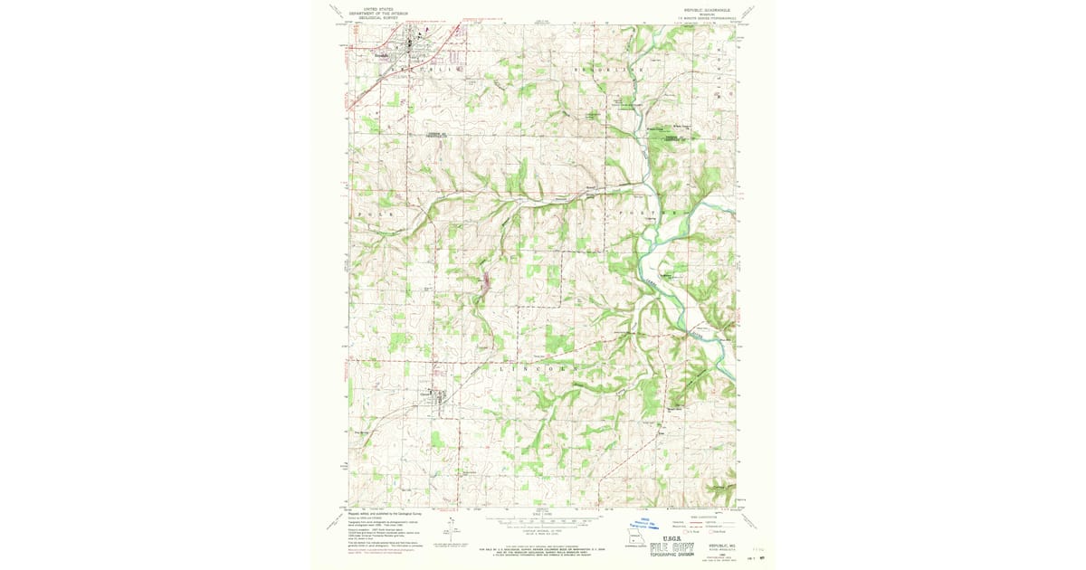 1960 Map of Republic, MO — High-Res, 1971 Print | Pastmaps