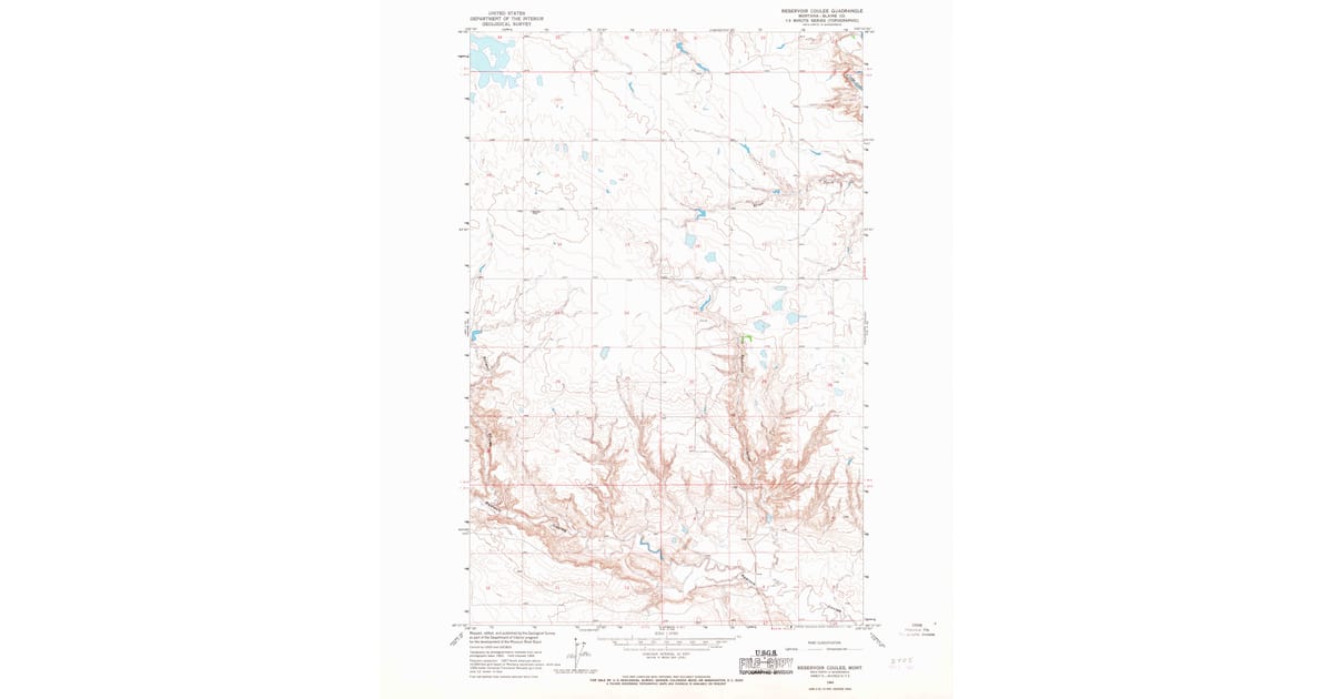 1964 Map of Reservoir Coulee, Blaine County, MT — High-Res | Pastmaps