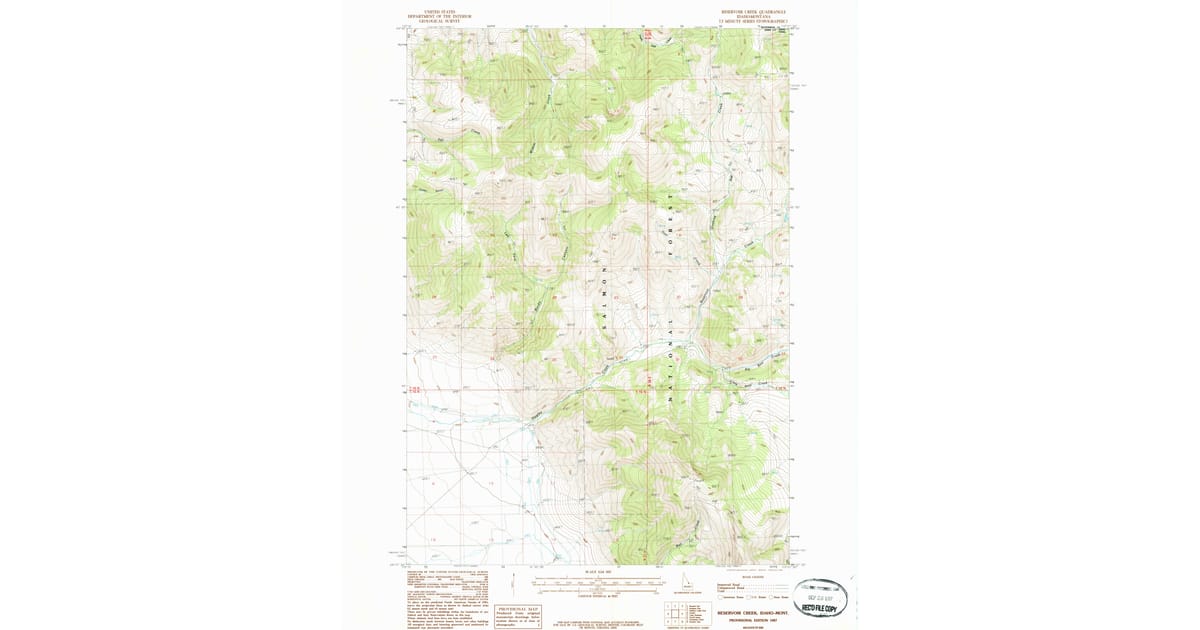 1987 Map of Reservoir Creek, Lemhi County, ID — High-Res | Pastmaps