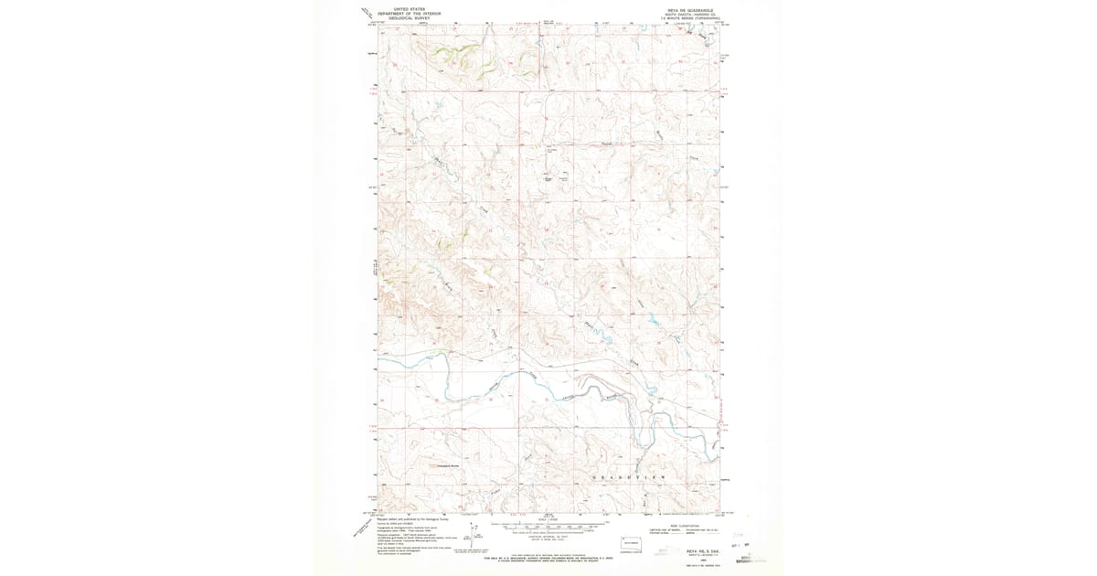 1969 Map of Reva NE, Harding County, SD — High-Res | Pastmaps
