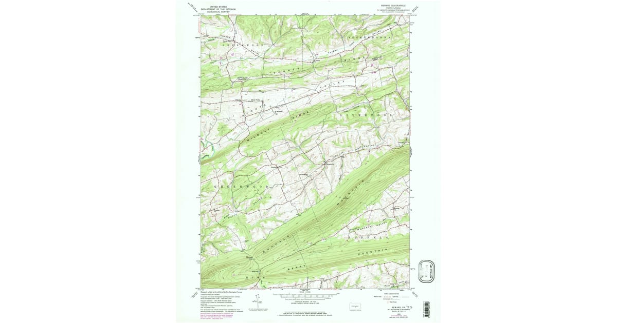1959 Map of Reward, Perry County, PA — High-Res, 1979 Print #2 | Pastmaps