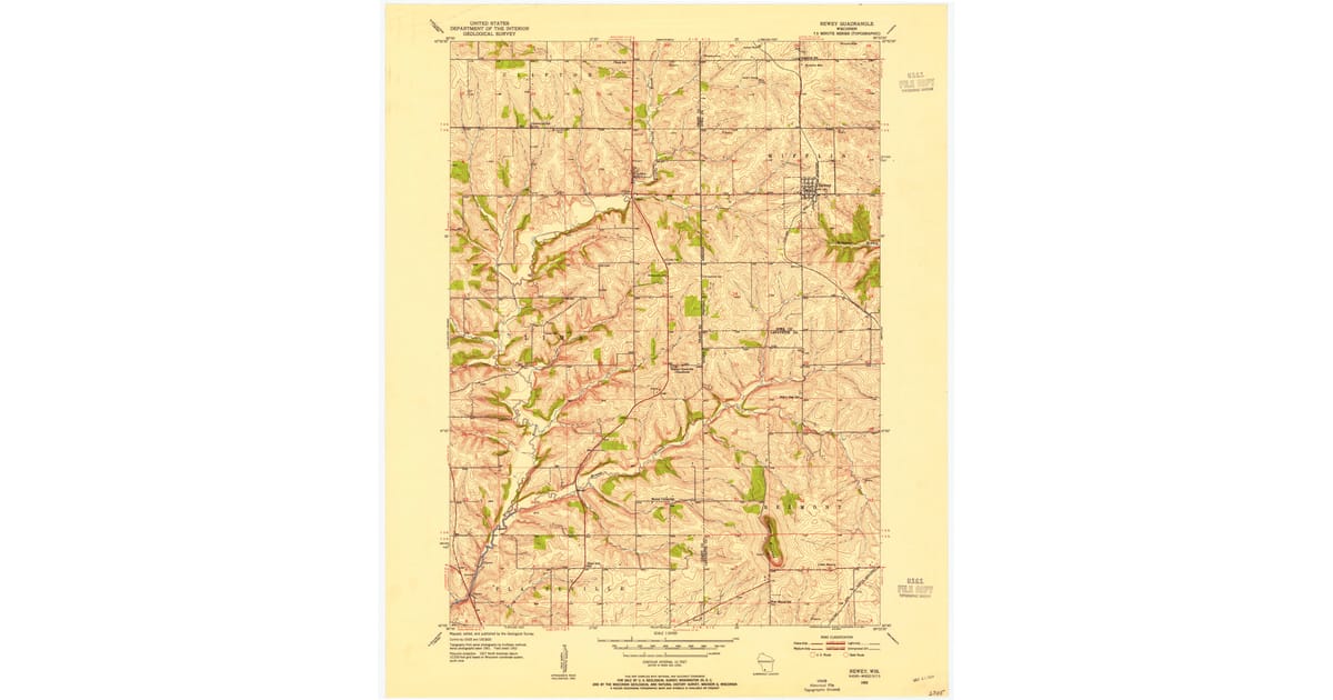 1952 Map of Rewey, WI — High-Res | Pastmaps