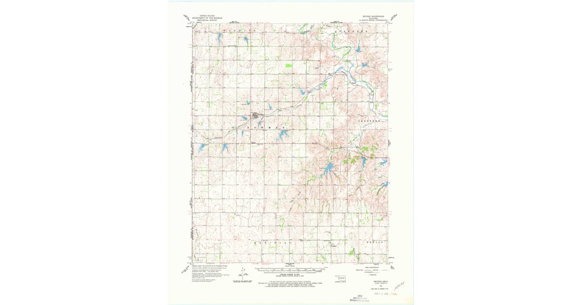 1961 Map of Reydon, OK — High-Res, 1978 Print | Pastmaps
