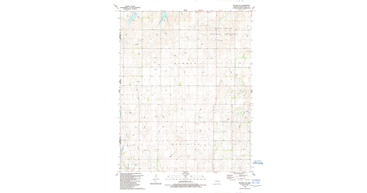1989 Map of Reydon SW, Roger Mills County, OK — High-Res | Pastmaps