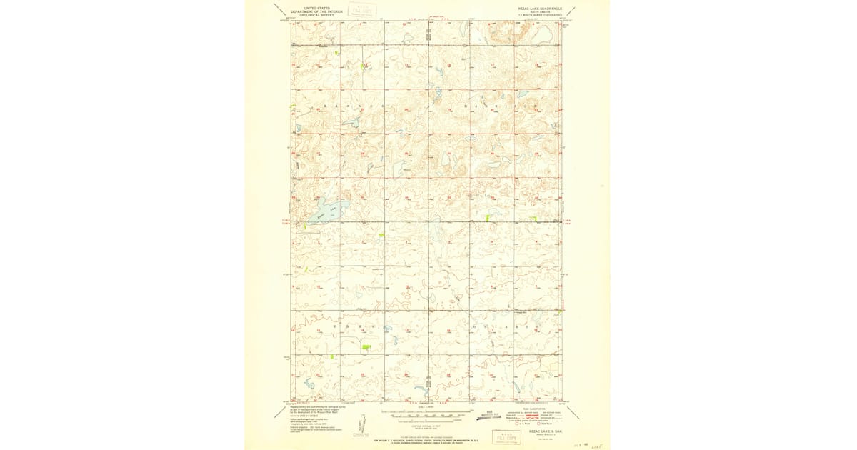 1951 Map of Rezac Lake, Hand County, SD — High-Res | Pastmaps