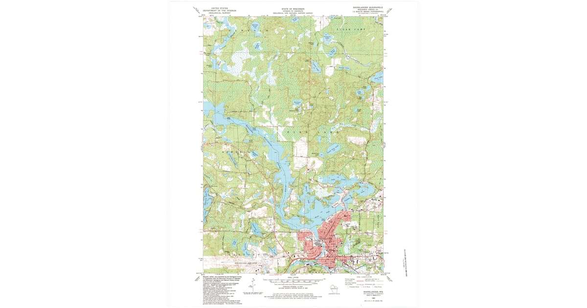 1982 Map of Rhinelander, WI — High-Res | Pastmaps