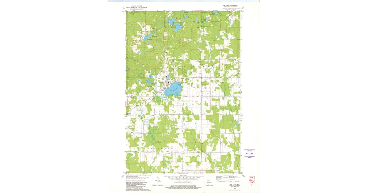 1979 Map of Rib Lake, WI — High-Res | Pastmaps