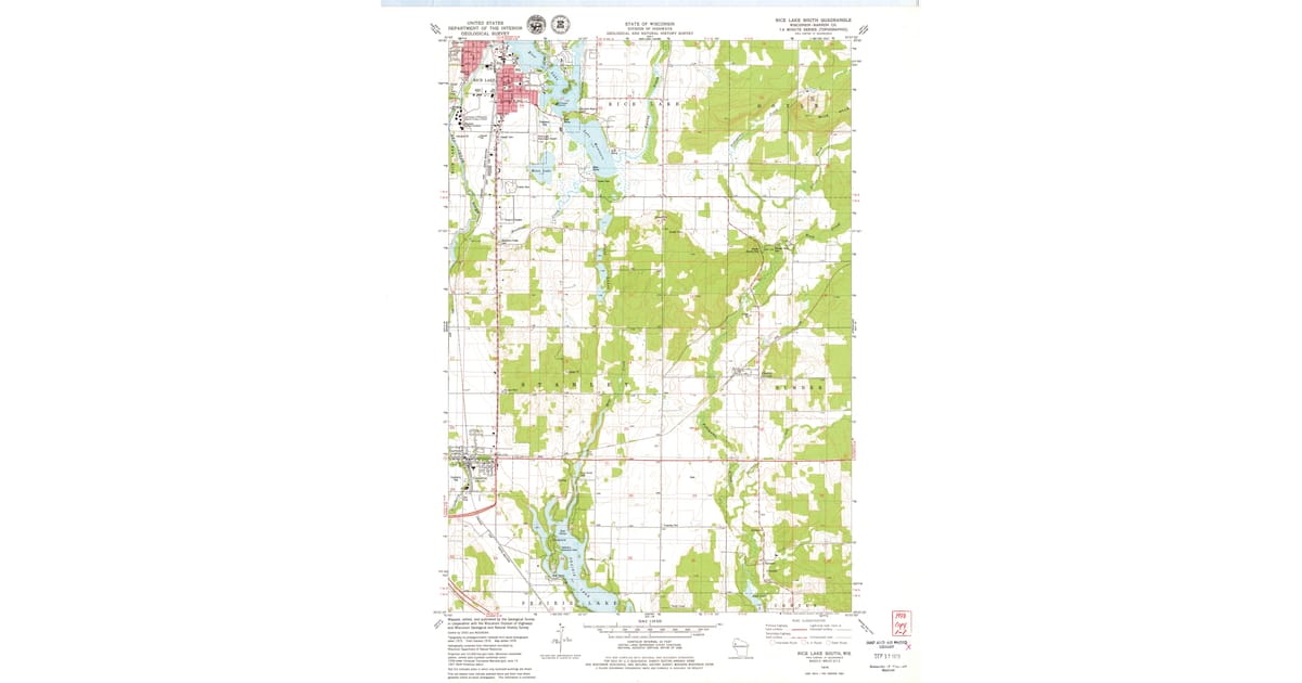 1978 Map of Rice Lake South, Barron County, WI — High-Res | Pastmaps