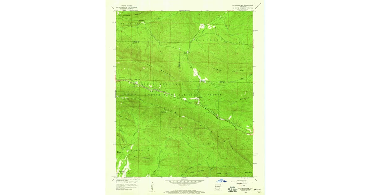 1958 Map of Rich Mountain, Polk County, AR — High-Res | Pastmaps