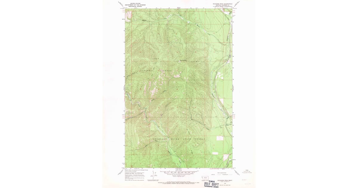1966 Map of Richards Peak, Sanders County, MT — High-Res | Pastmaps