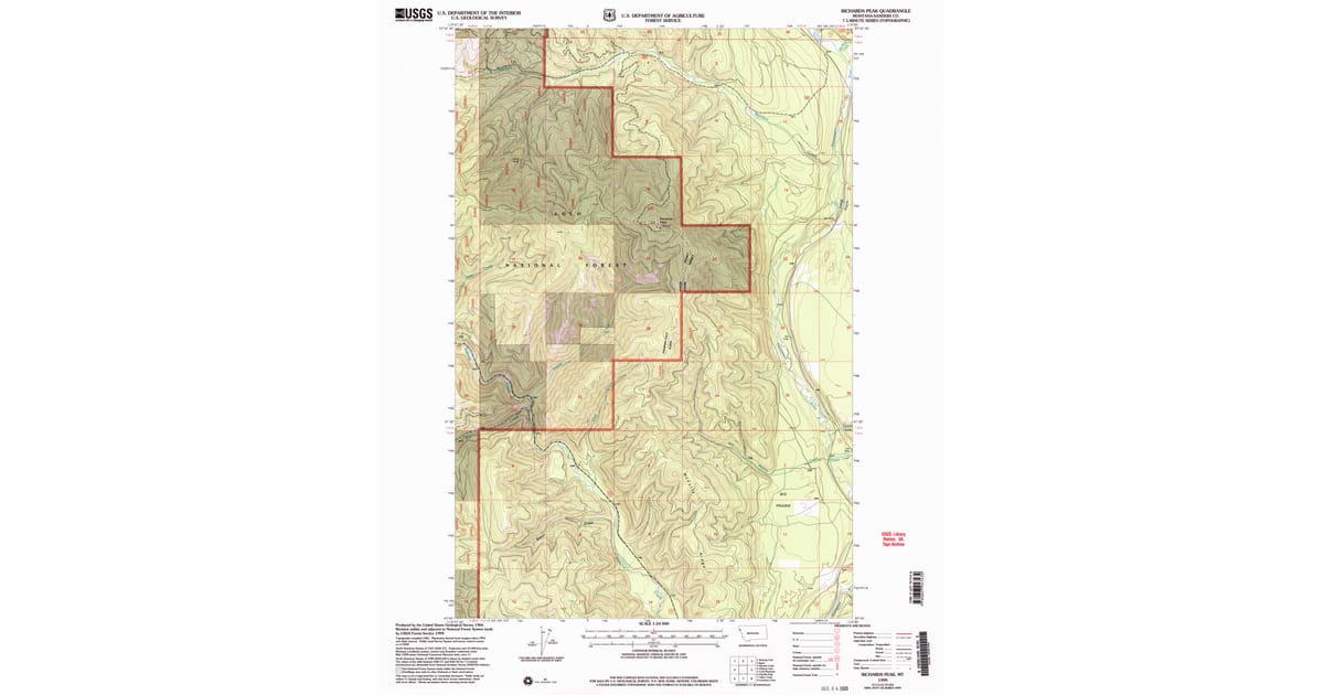 1999 Map of Richards Peak, Sanders County, MT — High-Res | Pastmaps