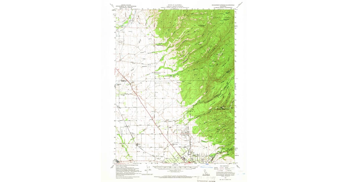 1952 Map of Richardson Springs, Butte County, CA — High-Res, 1966 Print ...