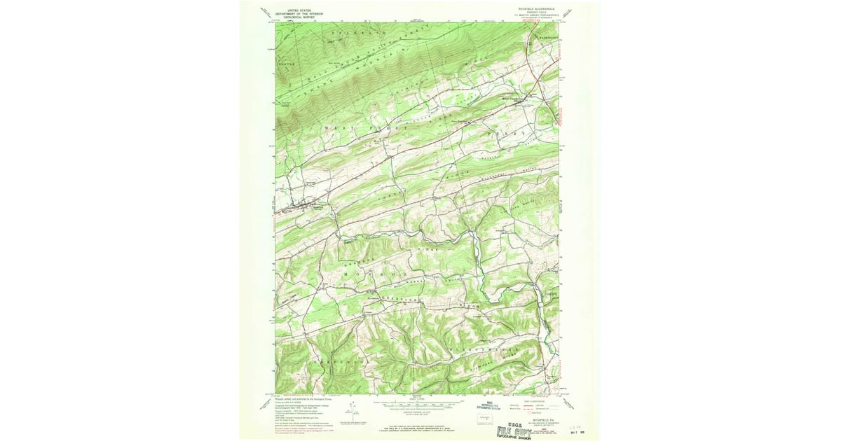 1959 Map of Richfield, PA — High-Res, 1970 Print | Pastmaps