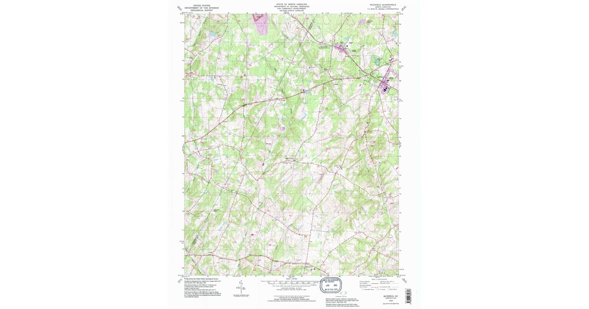 1993 Map of Richfield, NC — High-Res | Pastmaps