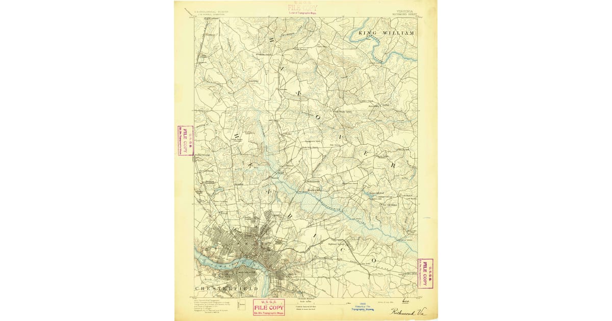 Old Maps of Shockoe Bottom, Richmond for Hiking & Exploration | Pastmaps