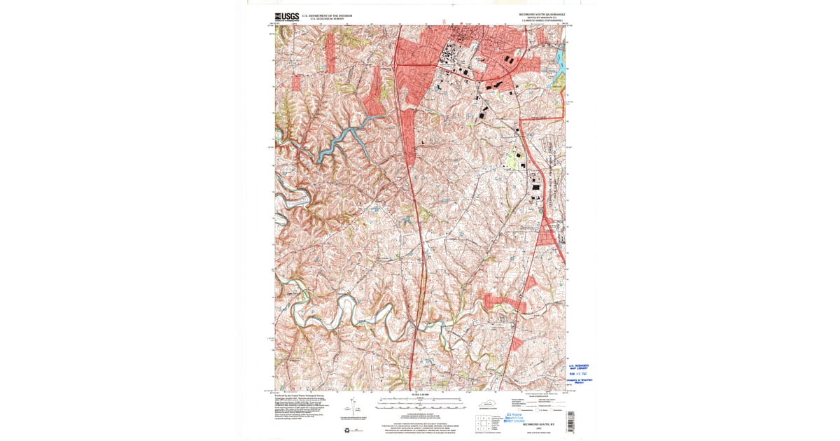 1997 Map of Richmond South, Madison County, KY — High-Res | Pastmaps