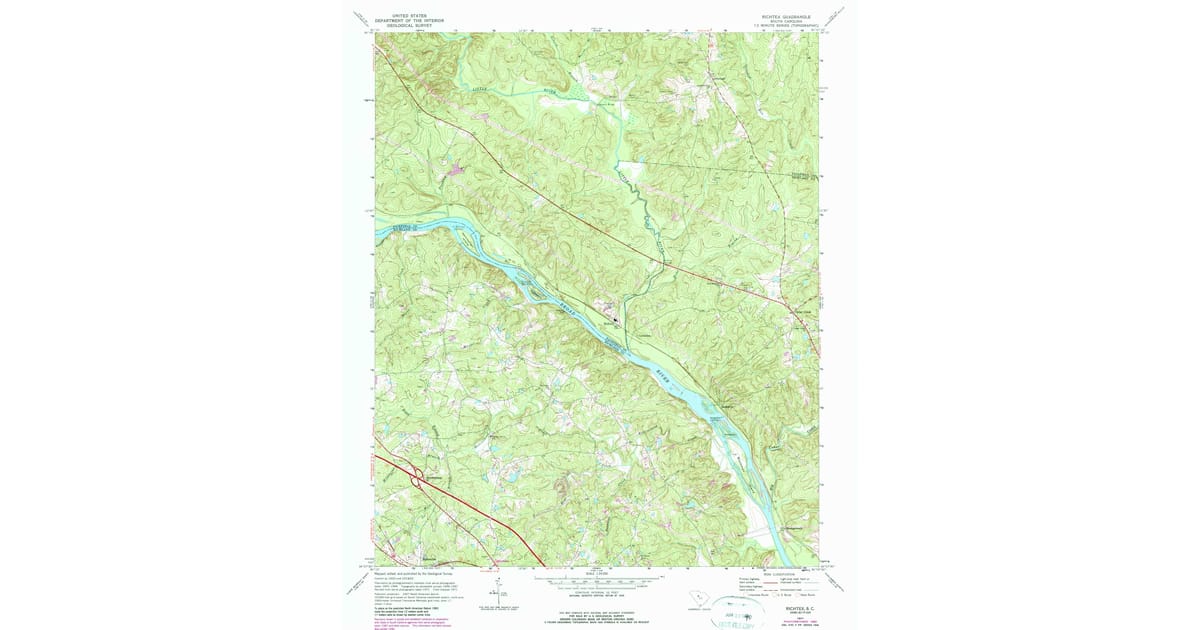 1971 Map of Richtex, Richland County, SC — High-Res, 1990 Print | Pastmaps