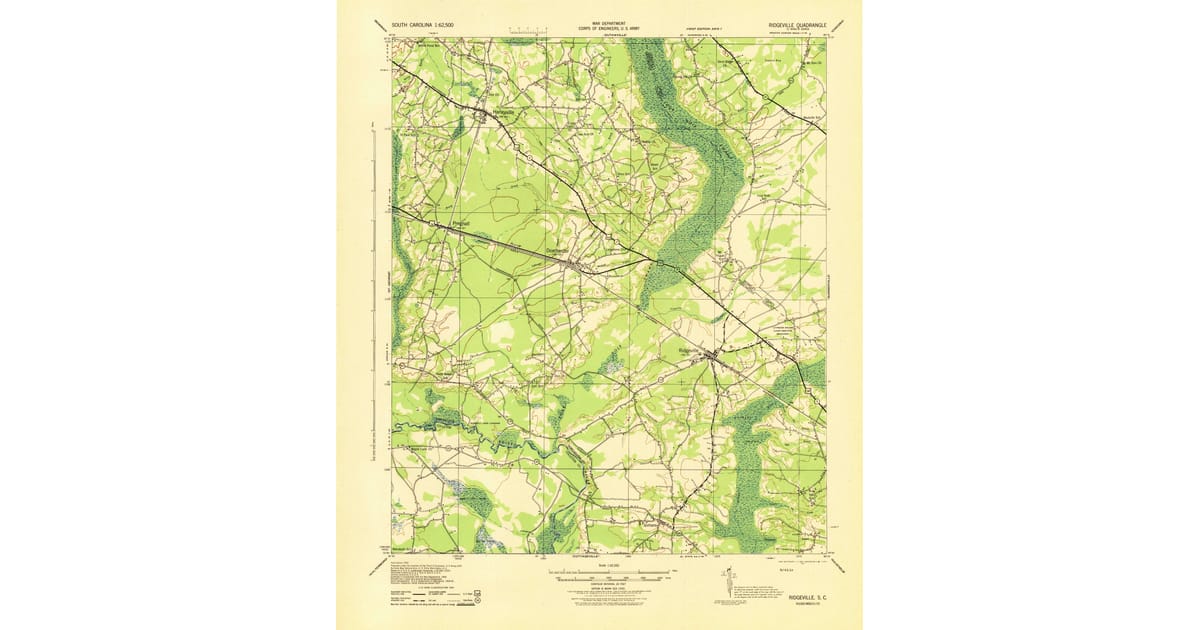 1943 Map of Ridgeville, SC — High-Res | Pastmaps