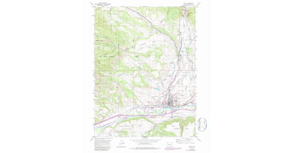 1952 Map of Rifle, CO — High-Res, 1987 Print | Pastmaps