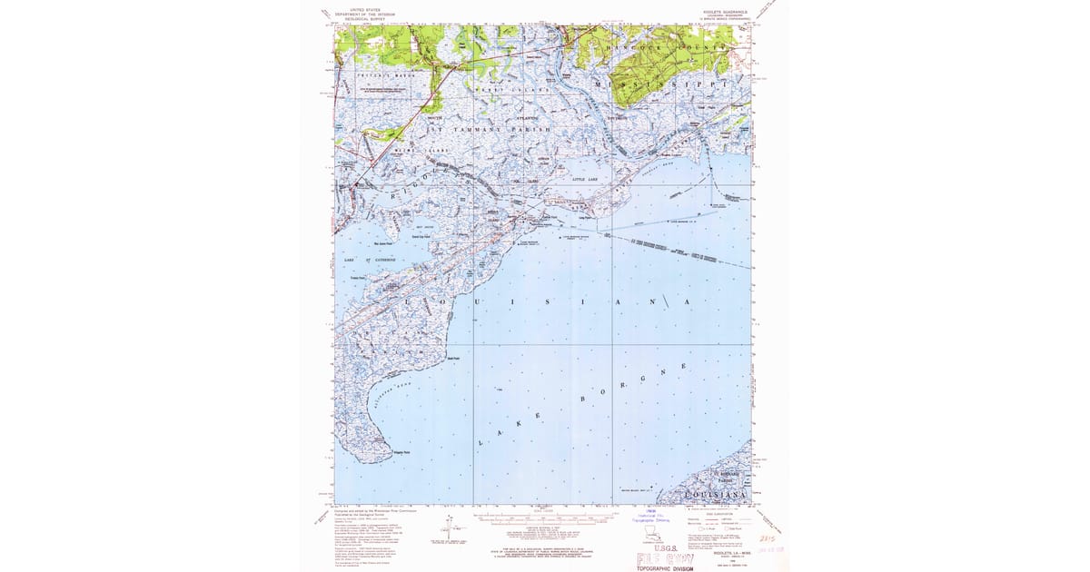 1956 Map of Rigolets, St. Bernard Parish, LA — High-Res | Pastmaps