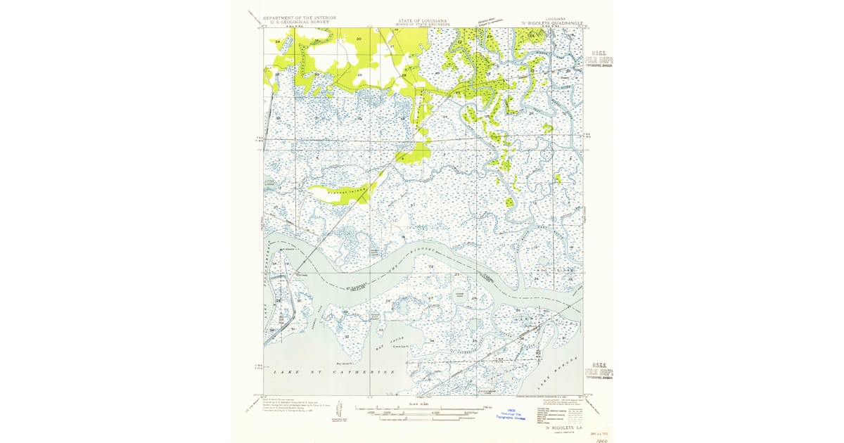 1954 Map of Rigolets, St. Tammany Parish, LA — High-Res | Pastmaps
