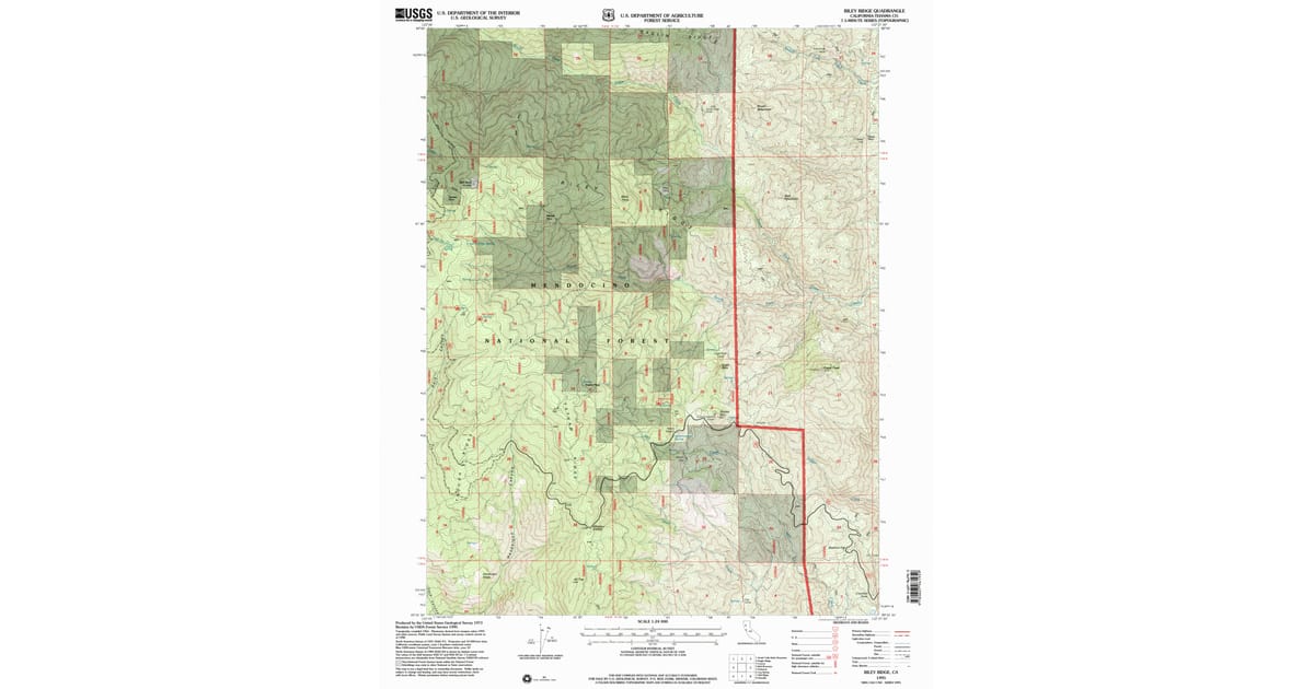 1995 Map of Riley Ridge, Tehama County, CA — High-Res | Pastmaps