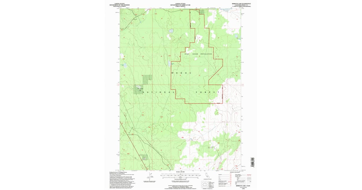 1993 Map of Rimrock Lake, Modoc County, CA — High-Res | Pastmaps